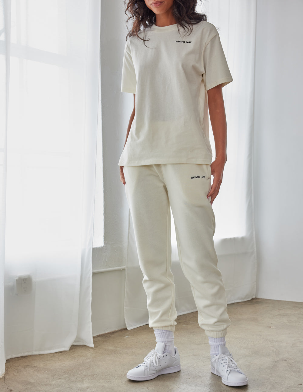 Basics White Sand Unisex Sweatpant | Christian Jogger | Elevated Faith