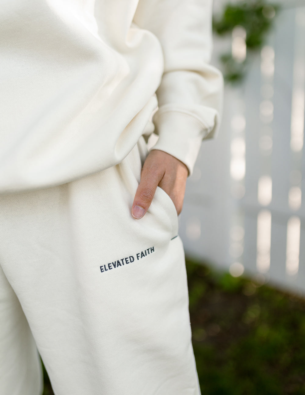 Basics White Sand Unisex Sweatpant | Christian Jogger | Elevated Faith