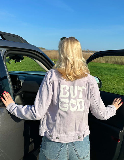But God Cropped Denim Jacket | Christian Apparel | Elevated Faith