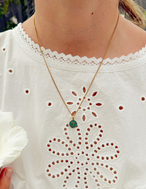 Emerald Agape Cross Pendant Necklace | Christian Jewelry | Elevated Faith