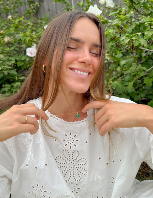 Emerald Agape Cross Pendant Necklace | Christian Jewelry | Elevated Faith