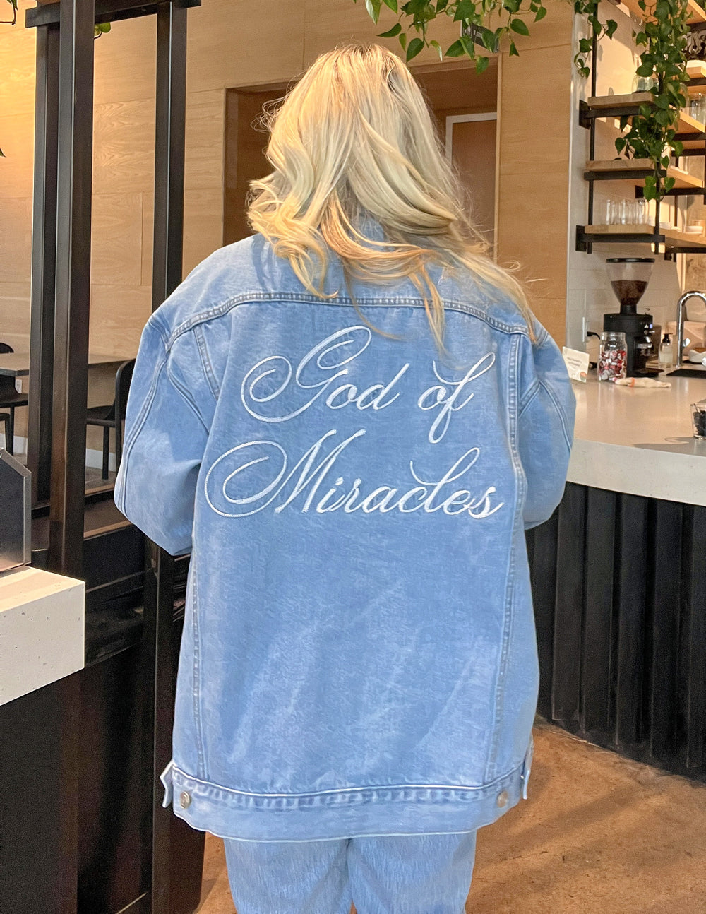 God of Miracles Denim Jacket | Trucker Jacket | Elevated Faith