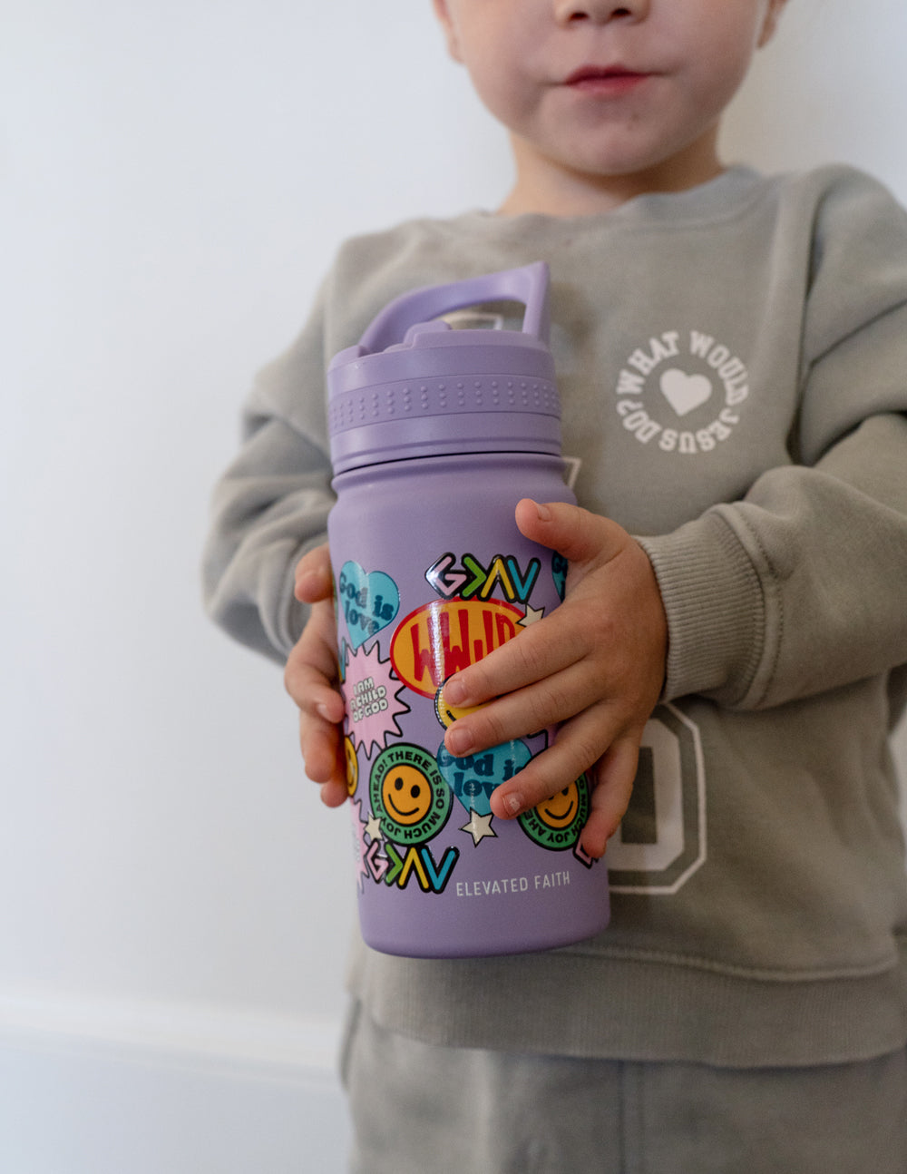 Sticker Collage Kids Water Bottle | Christian Kids | Elevated Faith