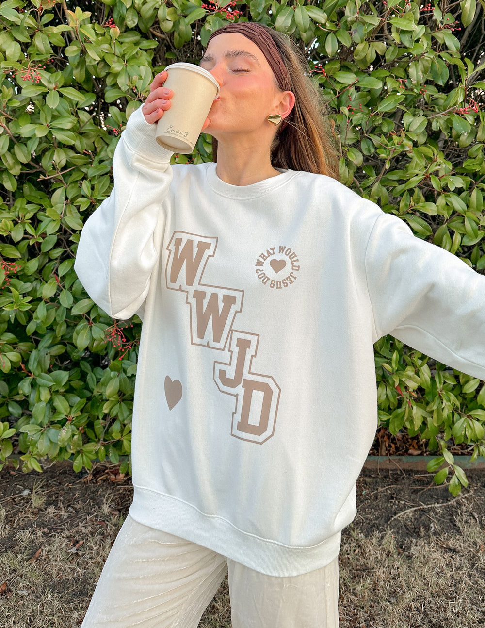 WWJD Varsity Unisex Crewneck | Elevated Faith