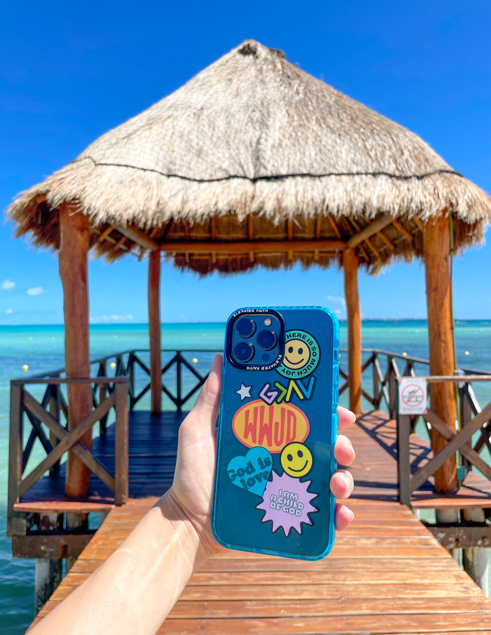 Blue Sticker Collage Phone Case | Elevated Faith