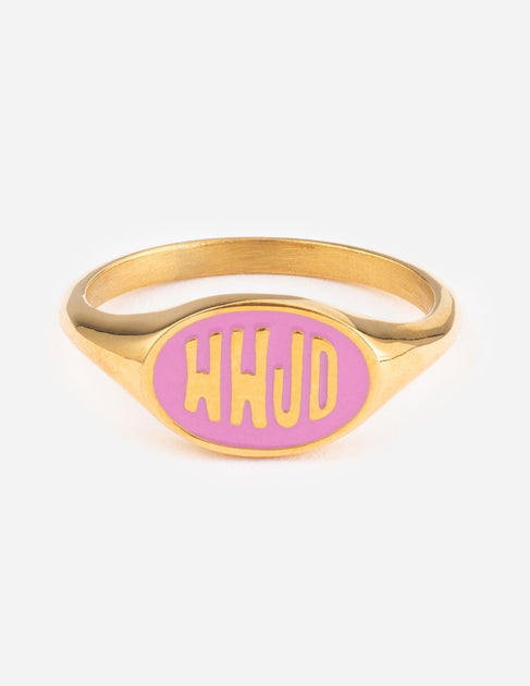 Pink Enamel WWJD Ring | Christian Rings | Elevated Faith