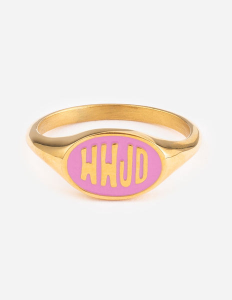 Pink Enamel WWJD Ring | Christian Rings | Elevated Faith